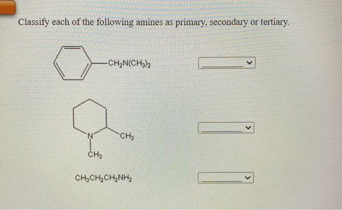 Solved Classify each of the following amines as primary, | Chegg.com