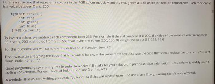Solved Here is a structure that represents colours in the | Chegg.com