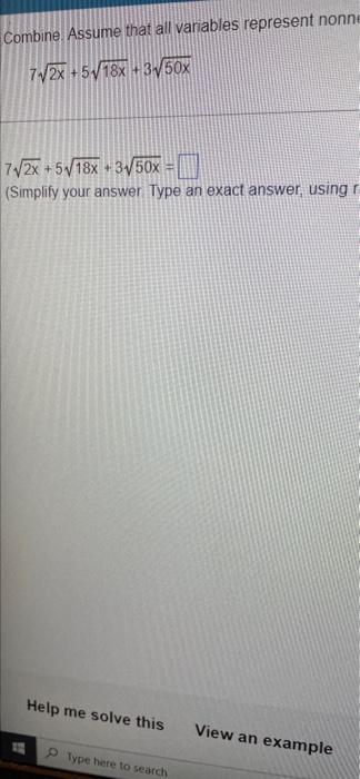 Solved Combine Assume that all variables represent nonne | Chegg.com