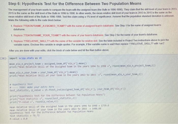 Solved 6. Hypothesis Test for the Difference Between Two | Chegg.com