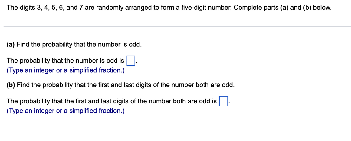 Solved The digits 3,4,5,6, and 7 are randomly arranged to | Chegg.com