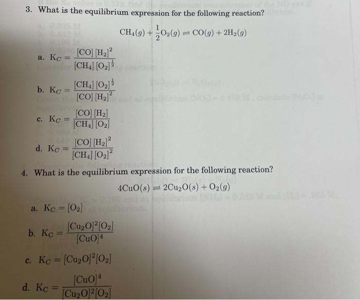 Solved 3. What is the equilibrium expression for the | Chegg.com