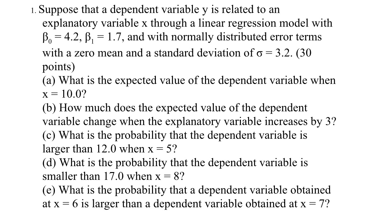Solved by an EXPERT Suppose that a dependent variable y ﻿is related to an | Chegg.com