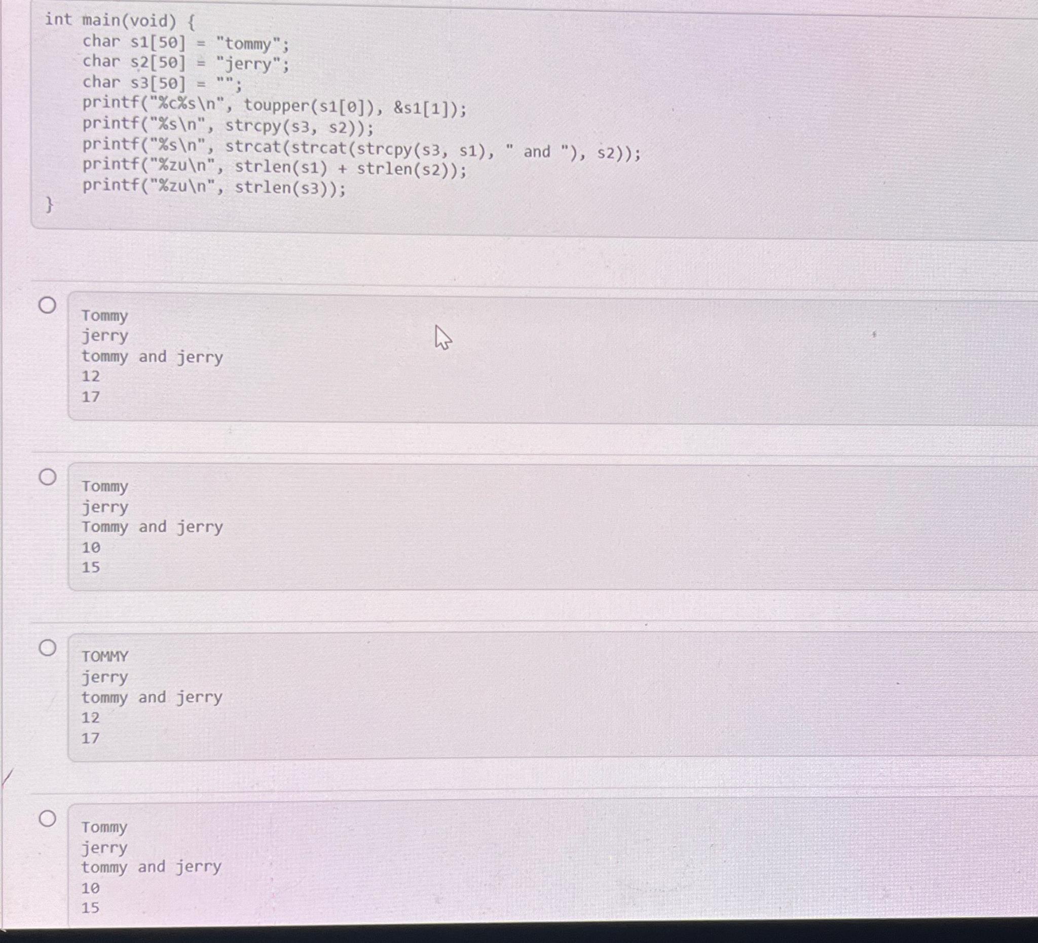 Solved What is the output for below program Int | Chegg.com