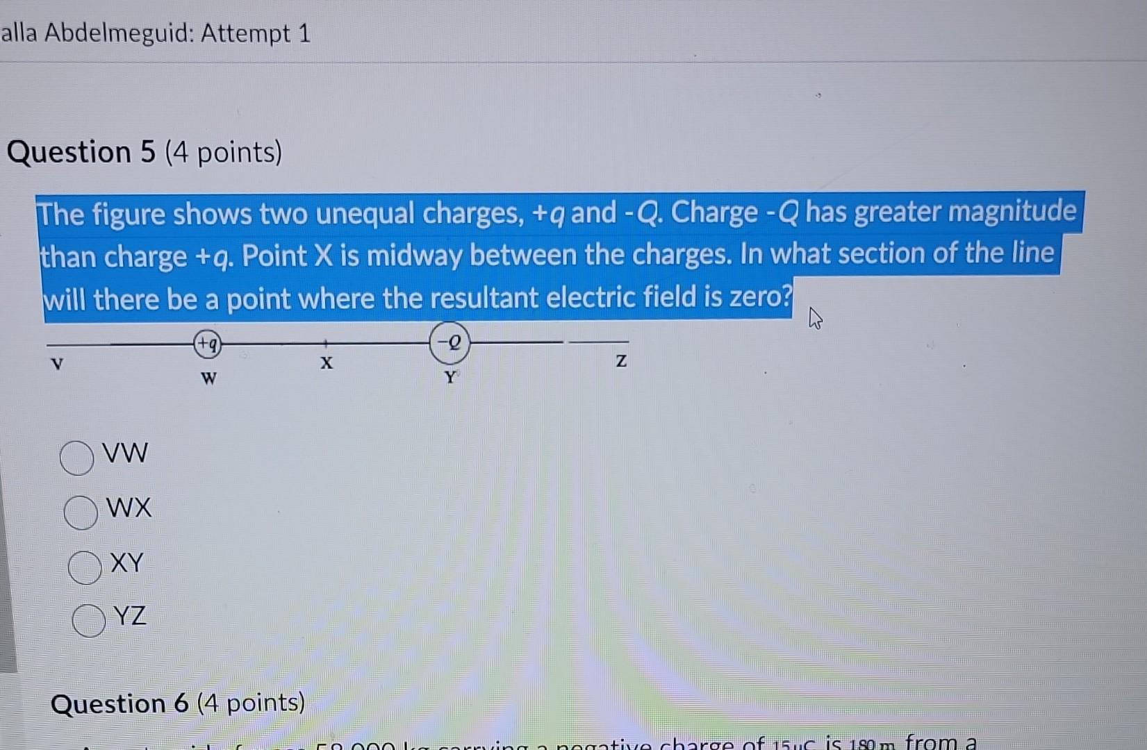 Solved The figure shows two unequal charges, +q and −Q. | Chegg.com