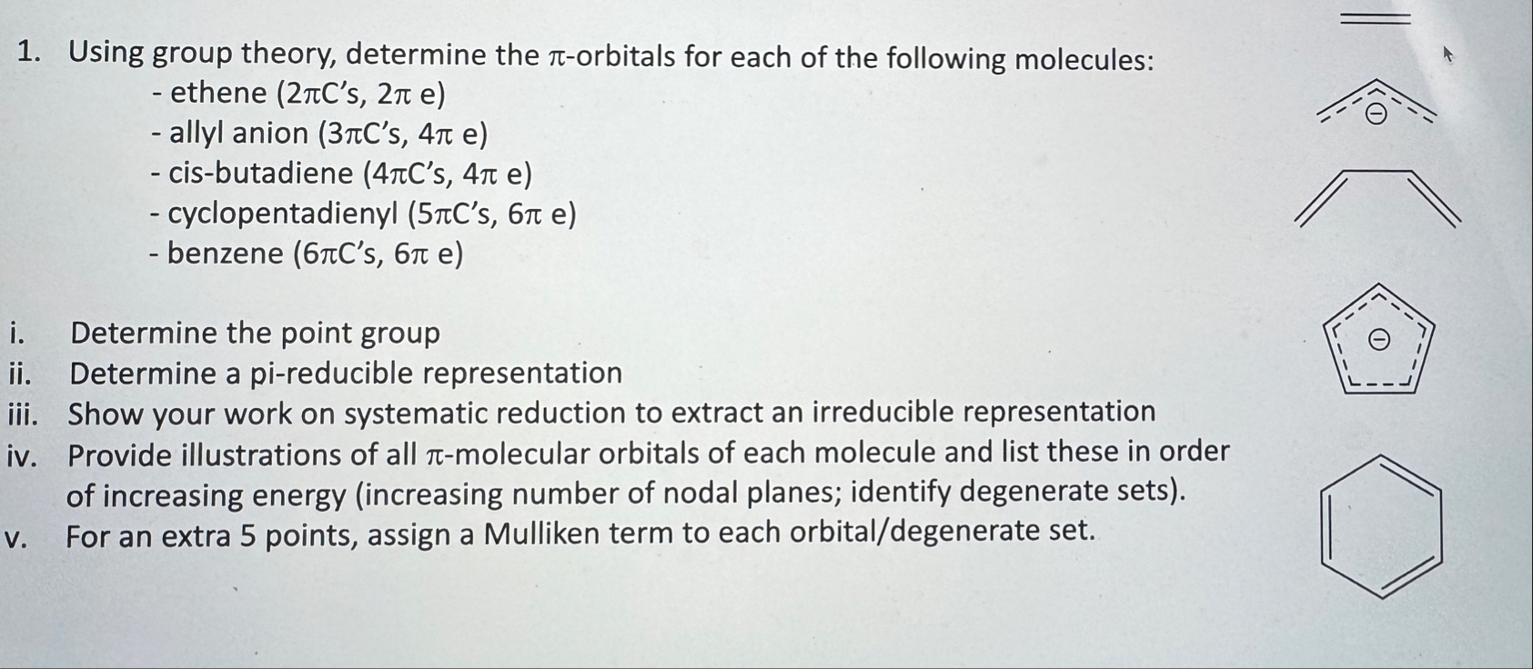 Solved Using group theory, determine the π-orbitals for each | Chegg.com