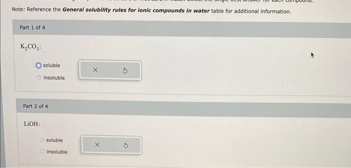 Solved Note Reference The General Solubility Rules For