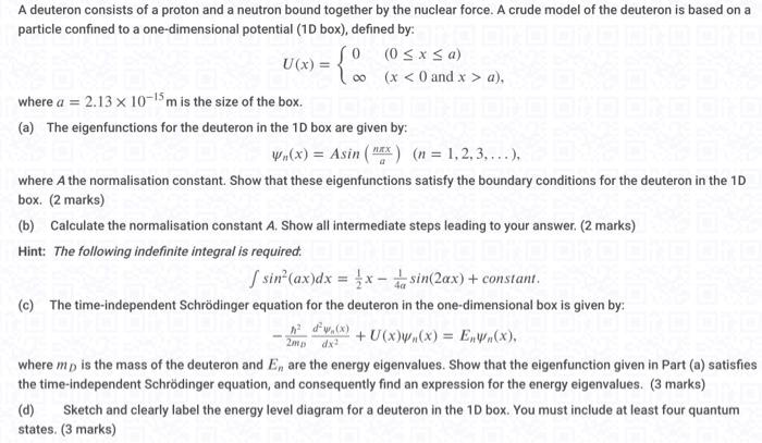 A deuteron consists of a proton and a neutron bound | Chegg.com