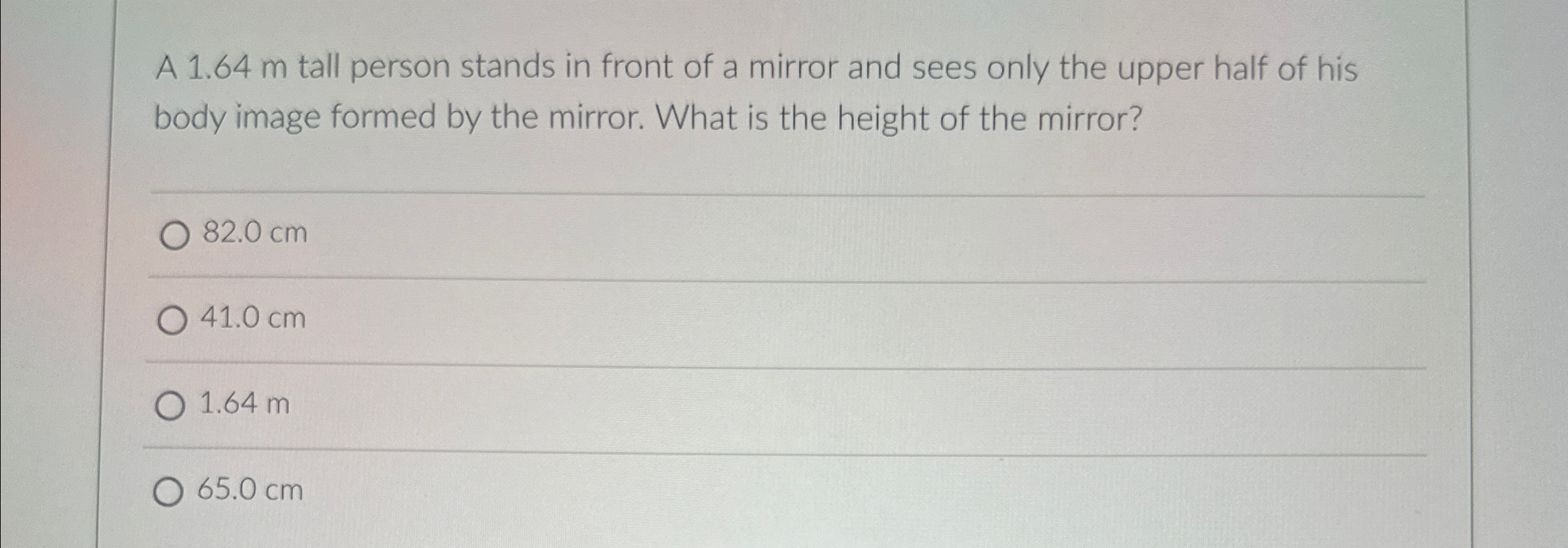 Solved A 1.64m ﻿tall person stands in front of a mirror and | Chegg.com