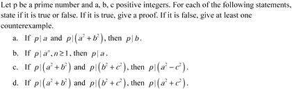 Solved Let p be a prime number and a, b, c positive | Chegg.com
