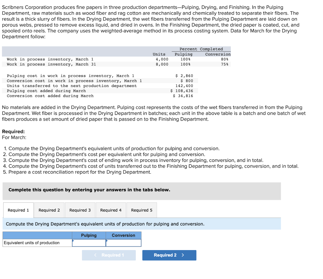 Solved Scribners Corporation produces fine papers in three | Chegg.com