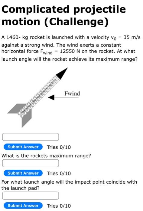 Solved Complicated projectile motion (Challenge) A 1460- kg | Chegg.com