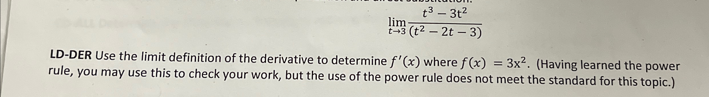Solved LD-DER Use the limit definition of the derivative to | Chegg.com