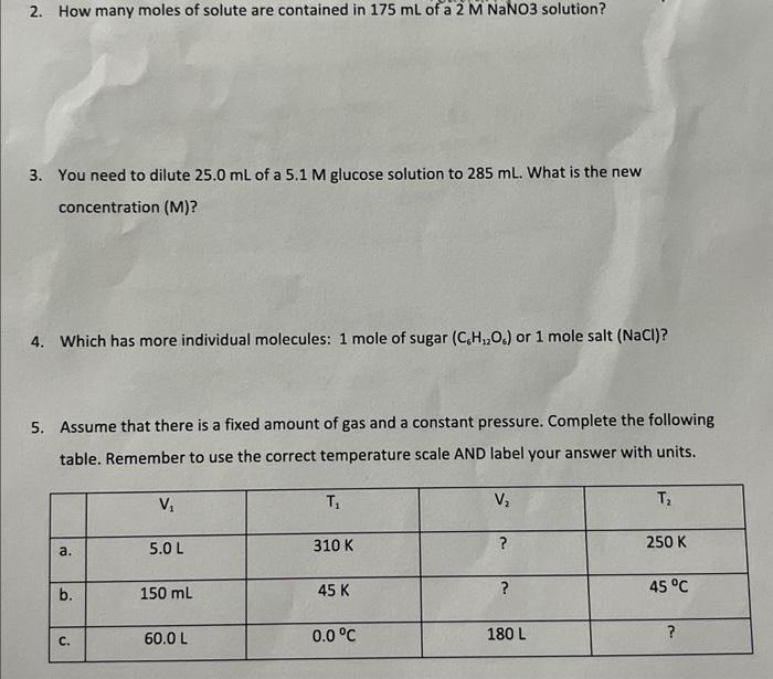 Solved 2. How many moles of solute are contained in 175 mL | Chegg.com