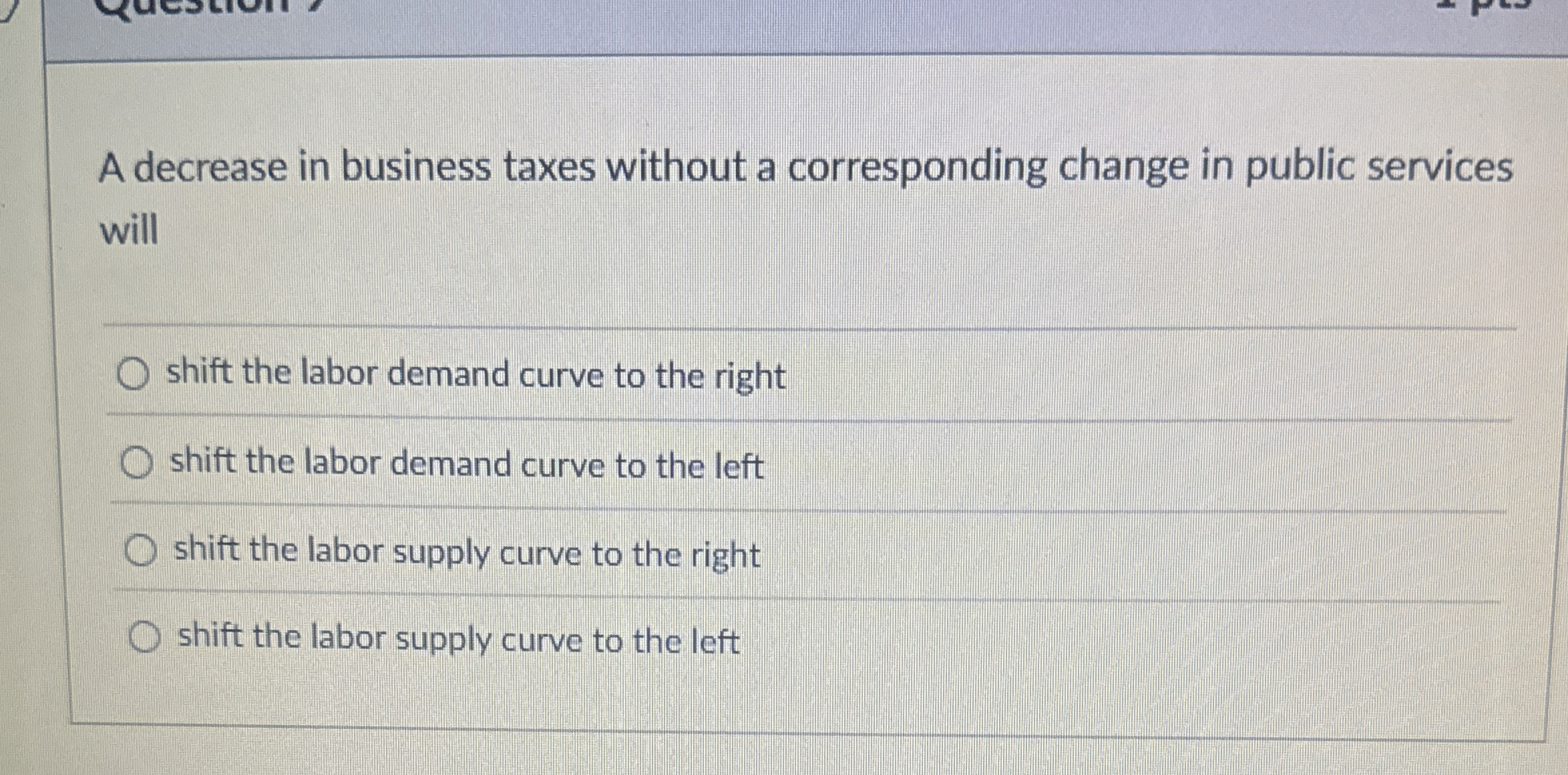 Solved A decrease in business taxes without a corresponding | Chegg.com
