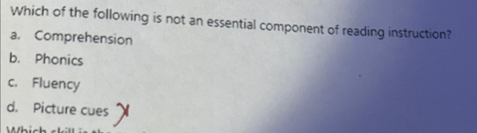 Solved Which of the following is not an essential component | Chegg.com