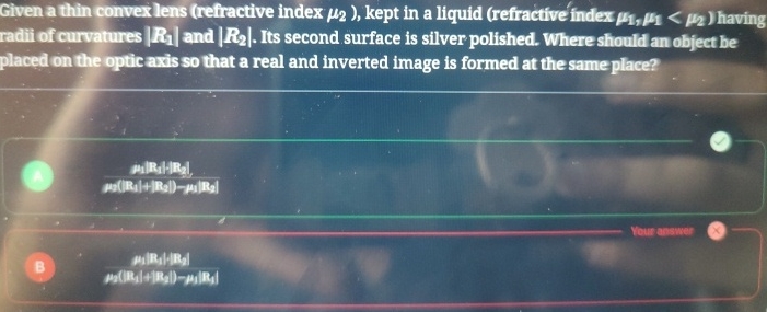 Given a thin convex lens (refractive index μ2 ), | Chegg.com