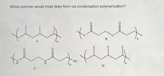 Solved Which polymer would most likely form via condensation | Chegg.com
