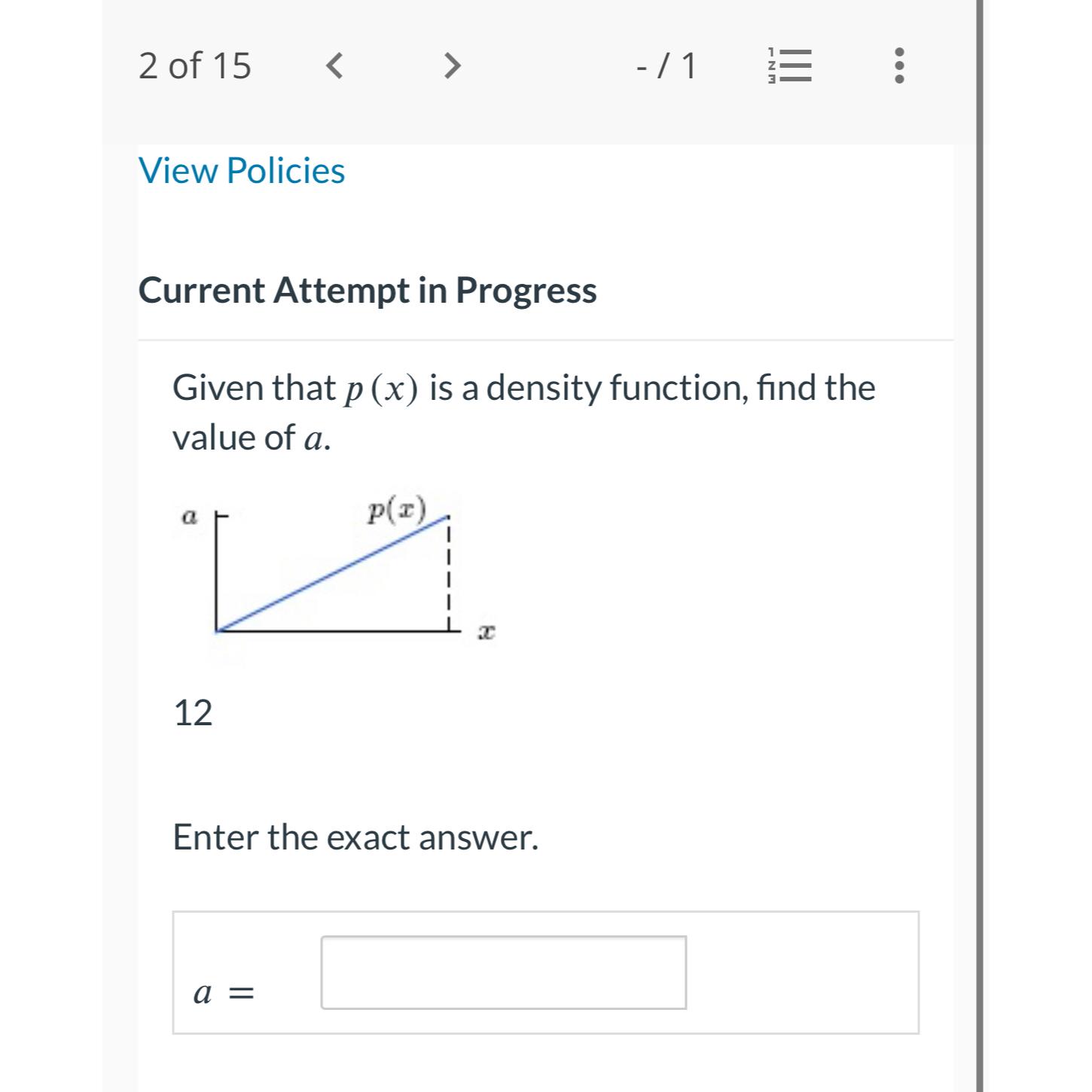 Solved 2 ﻿of 15/ 1:View PoliciesCurrent Attempt in | Chegg.com