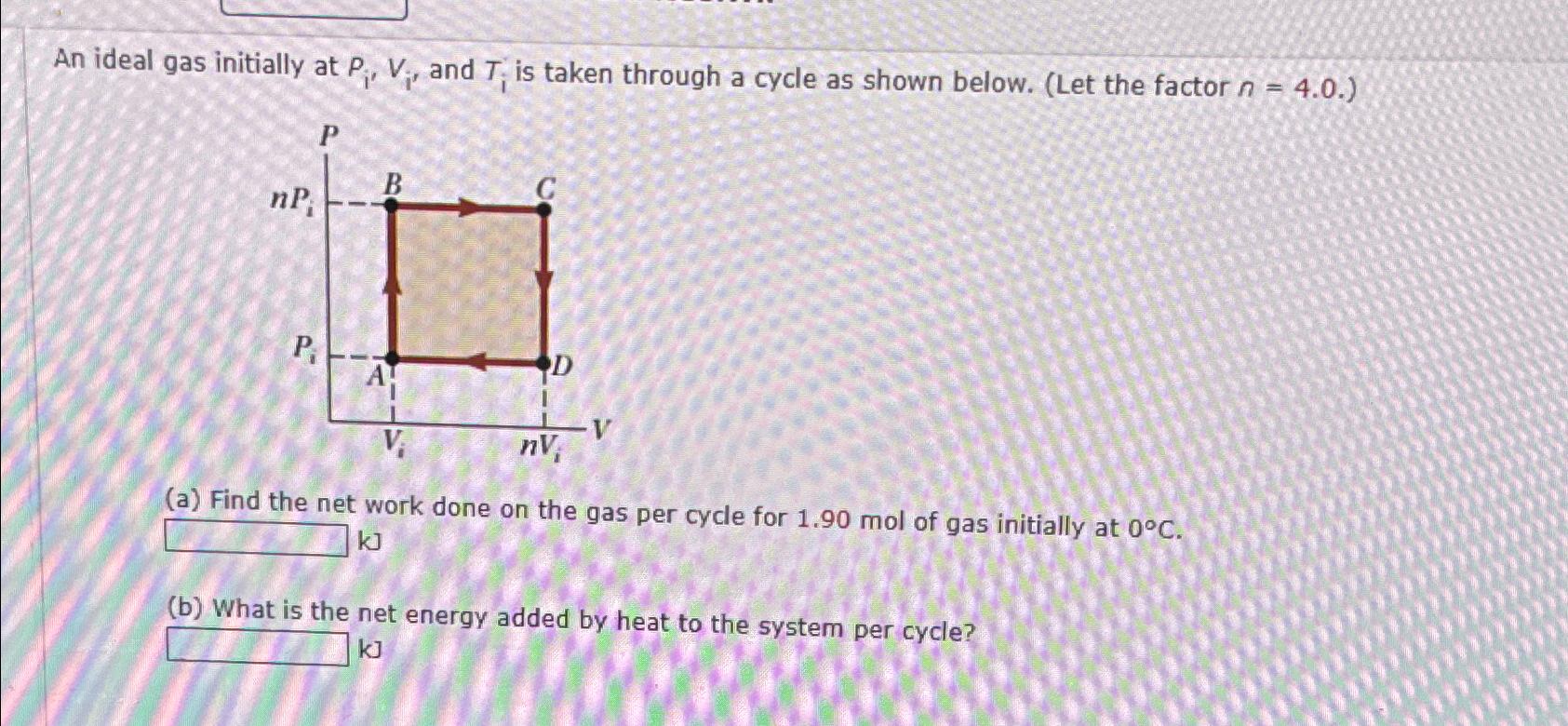 Solved An ideal gas initially at Pi,Vi, ﻿and Ti ﻿is taken | Chegg.com