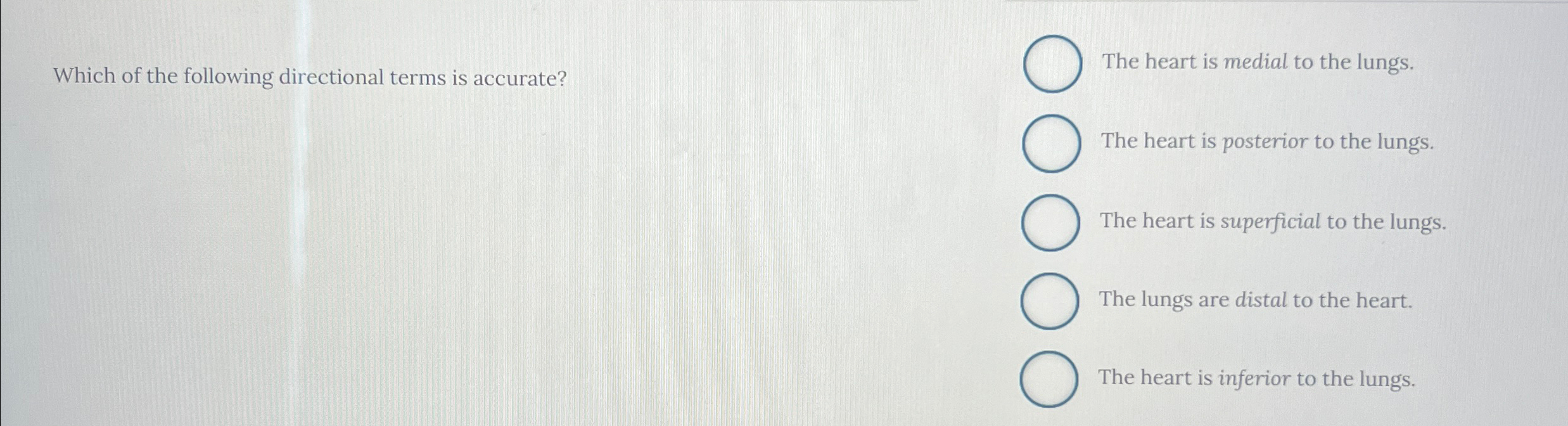 Solved Which of the following directional terms is | Chegg.com