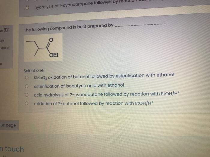 Solved The following compound is best prepared by ~ dan Оме | Chegg.com