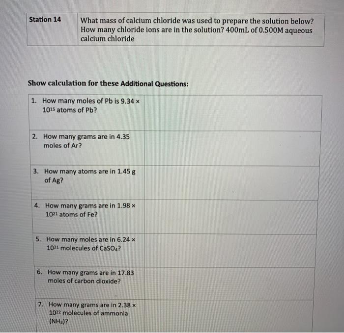 Solved EXPERIMENT 4: Exploring the MoleStation 14 What mass | Chegg.com