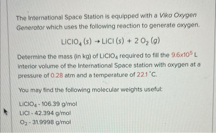 Solved The International Space Station is equipped with a | Chegg.com