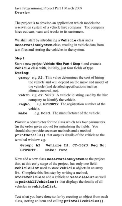 Solved Java Programming Project Part 1 March 2009 Overview | Chegg.com