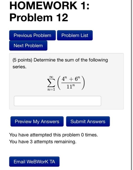 Solved HOMEWORK 1: Problem 12 (5 points) Determine the sum | Chegg.com