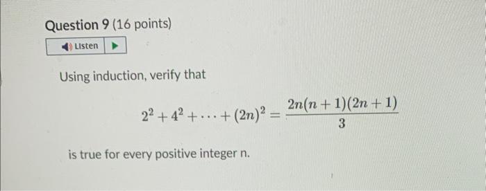 Solved Using induction, verify that | Chegg.com