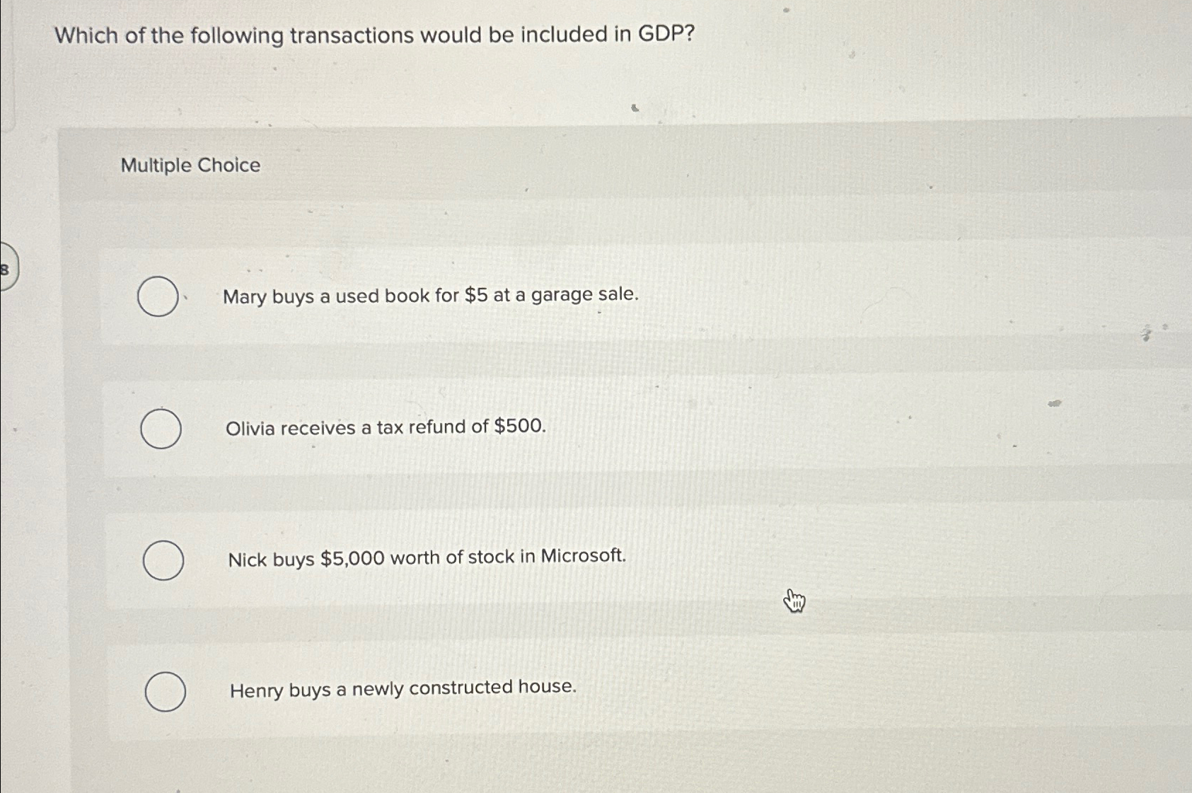 Solved Which of the following transactions would be included | Chegg.com