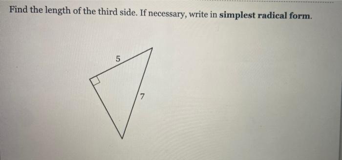 Solved Find the length of the third side. If necessary, | Chegg.com