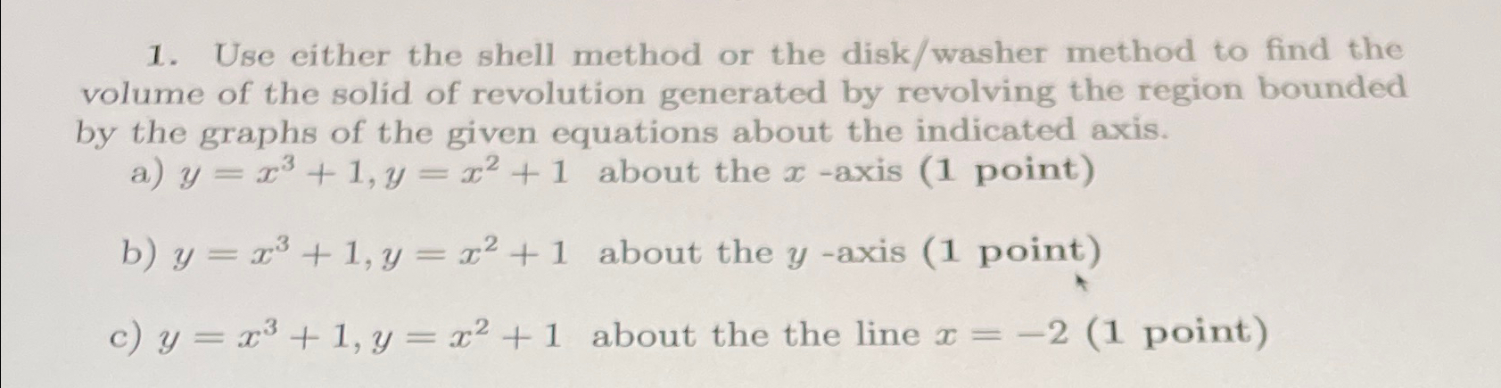 Solved Use either the shell method or the disk/washer method | Chegg.com