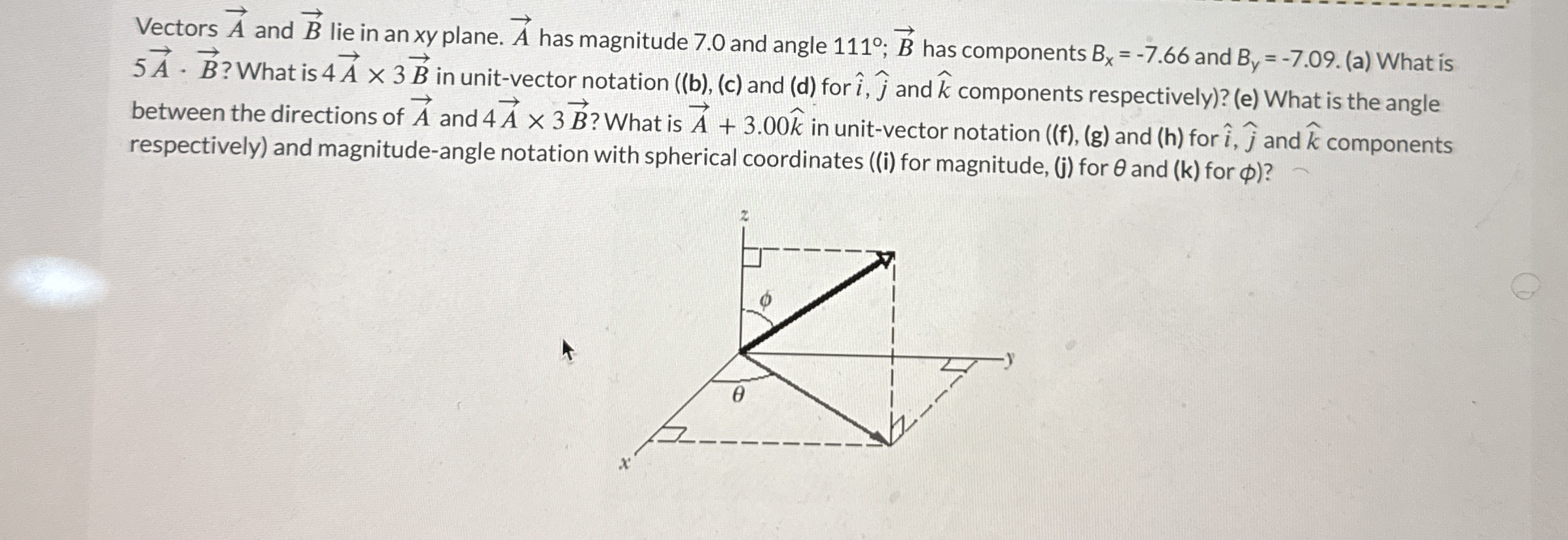 Solved Vectors vec(A) ﻿and vec(B) ﻿lie in an xy plane. | Chegg.com