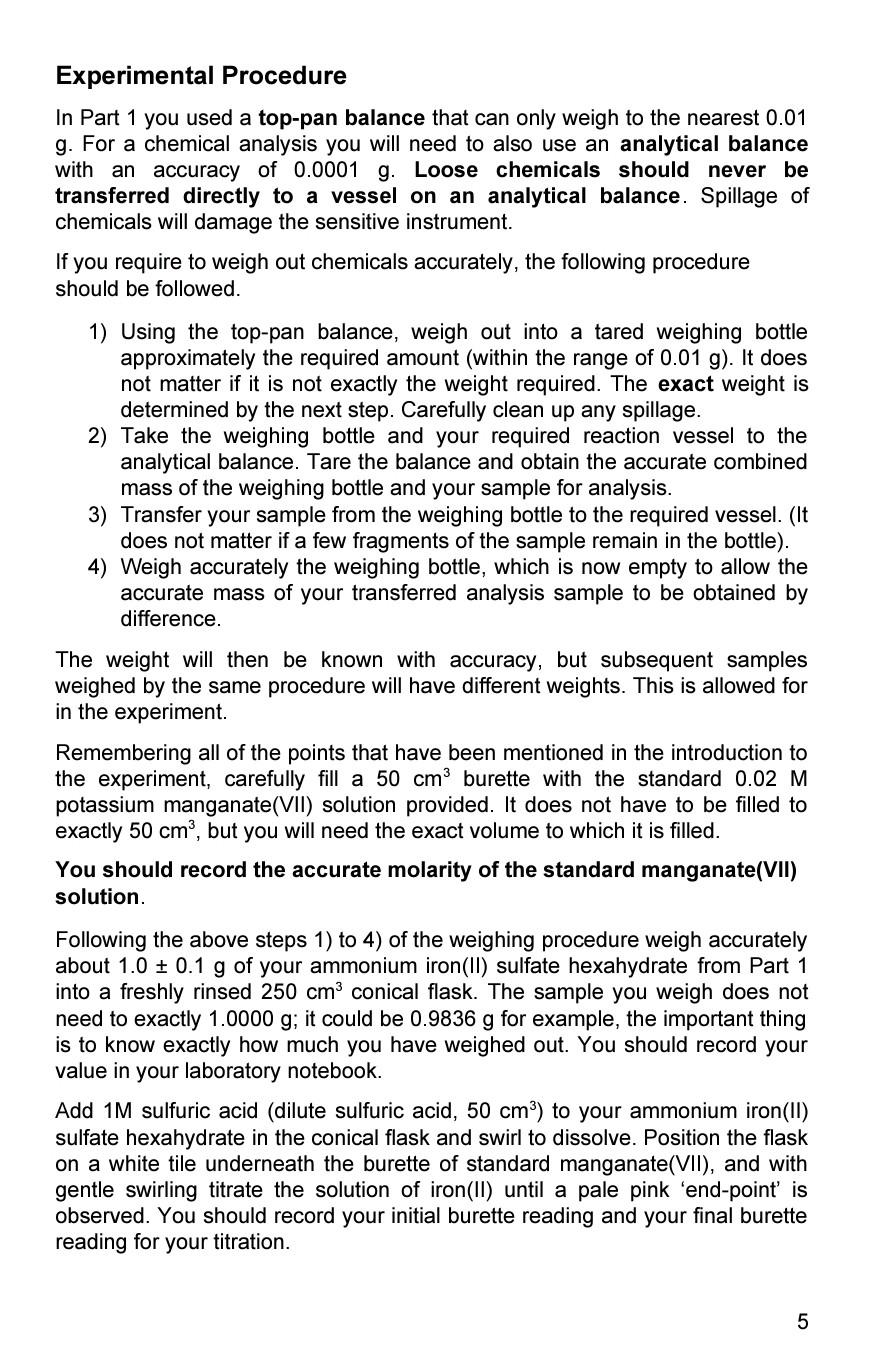 Solved Experimental Procedure In Part 1 you used a top-pan | Chegg.com
