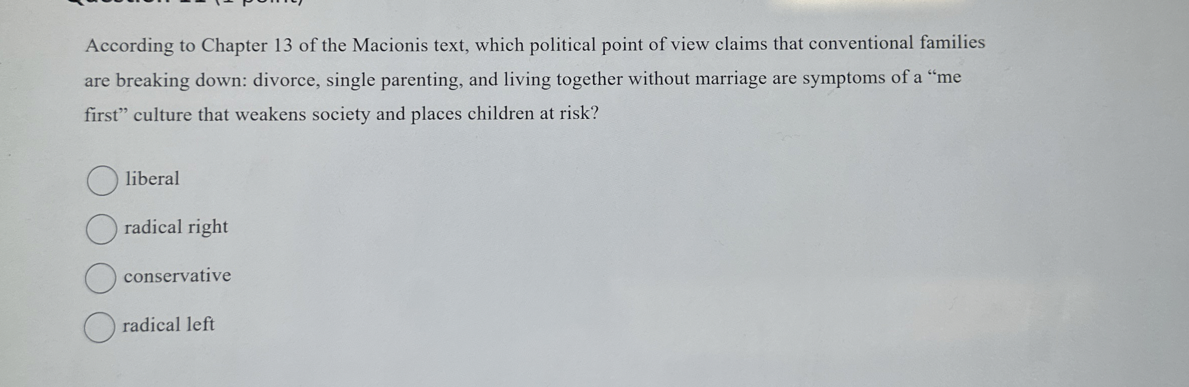 Solved According to Chapter 13 ﻿of the Macionis text, which | Chegg.com