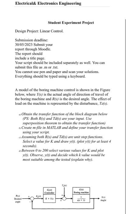 Solved Student Experiment Project Design Project: Linear | Chegg.com