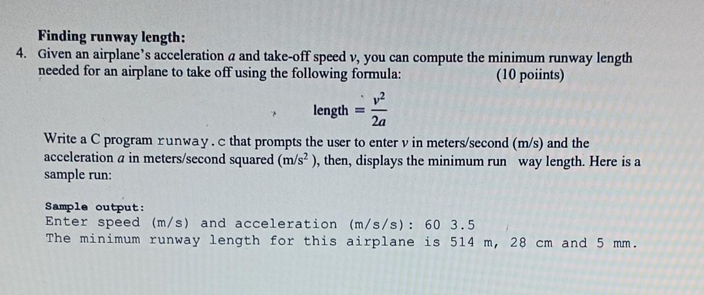 Solved Finding runway length: Given an airplane's | Chegg.com