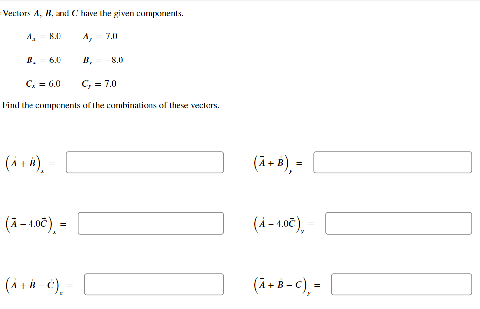 Solved Vectors A,B, ﻿and C ﻿have the given | Chegg.com