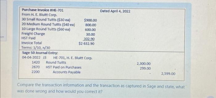 Solved Compare the transaction information and the | Chegg.com