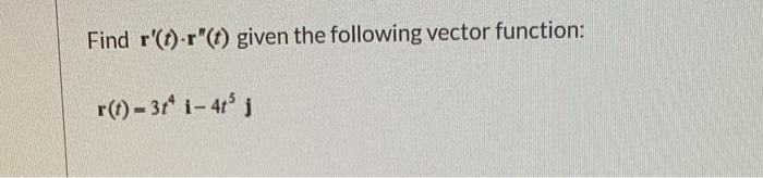 Solved Find r'(t)-r"(t) given the following vector function: | Chegg.com