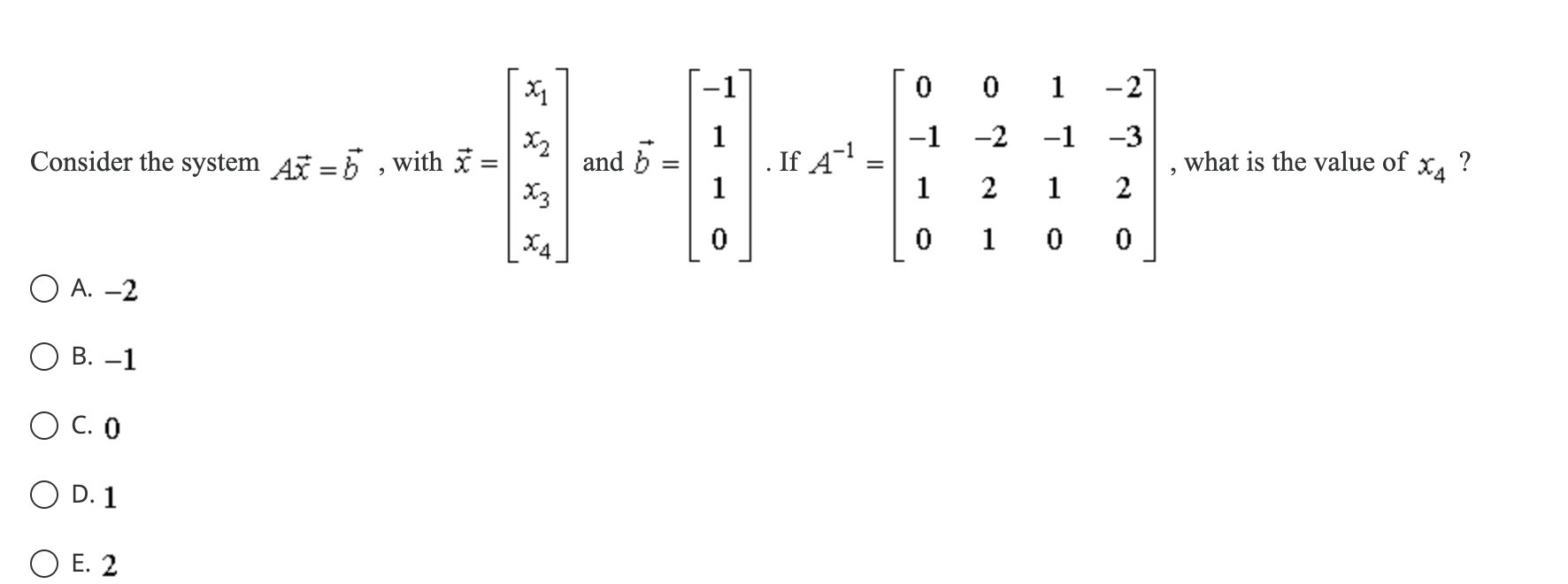 Solved Consider the system Avec(x)=vec(b), ﻿with | Chegg.com