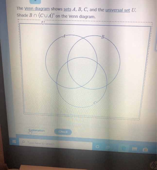 Solved The Venn diagram shows sets A, B, C, and the | Chegg.com