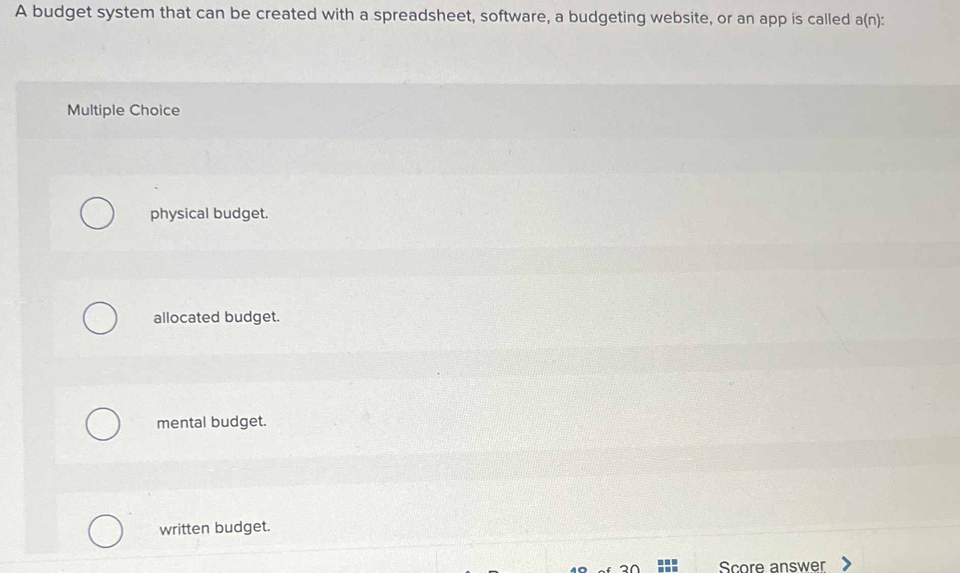 Solved A budget system that can be created with a | Chegg.com