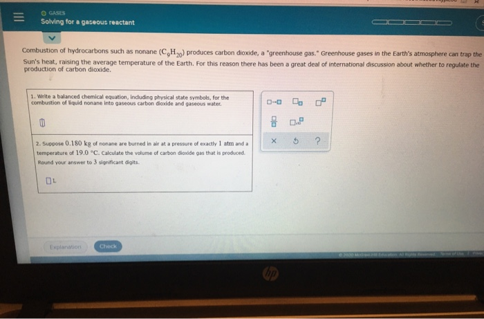 Solved O GASES Solving for a gaseous reactant Combustion of | Chegg.com