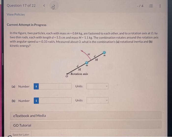Solved In the figure, two particles, each with mass m=0.84 | Chegg.com