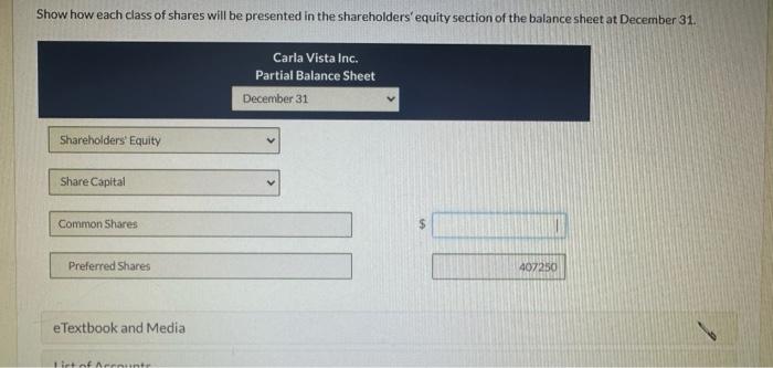 Solved show how each class of shares will be presented in | Chegg.com