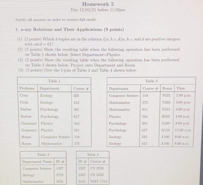 Solved Homework 5 Due 12/03/21 before 11:59pm Justify=all | Chegg.com