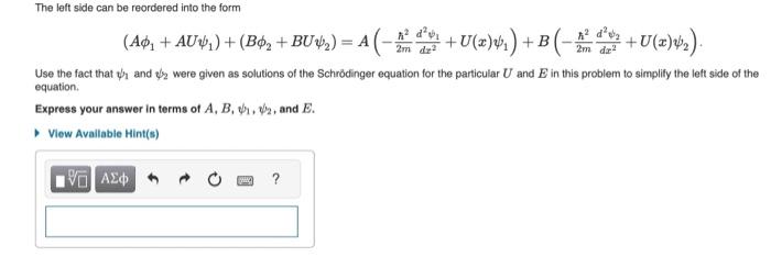 Solved The left side can be reordered into the form | Chegg.com